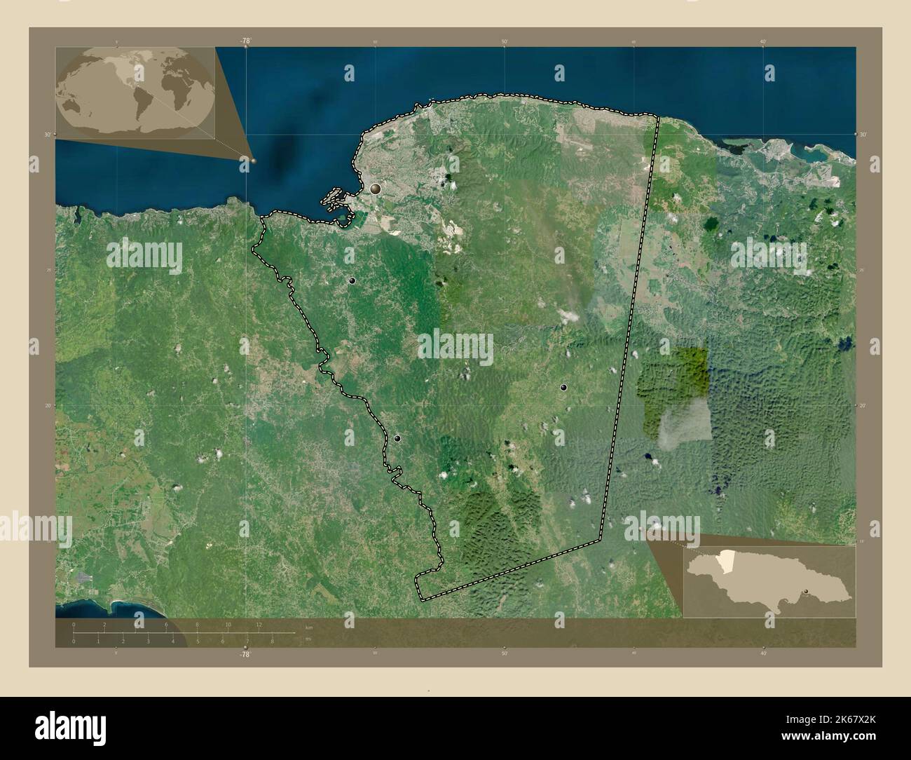 Saint James, parish of Jamaica. High resolution satellite map ...