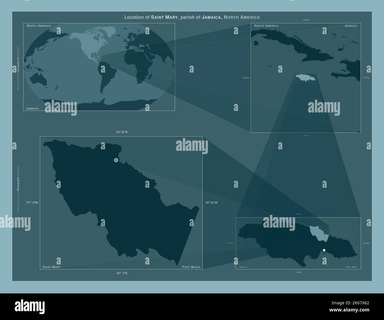 Saint Mary, parish of Jamaica. Diagram showing the location of the ...