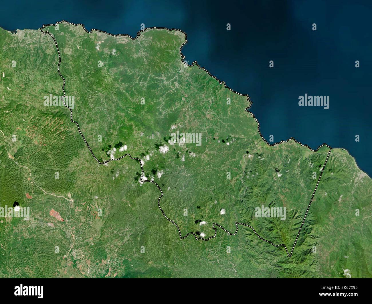Saint Mary, parish of Jamaica. High resolution satellite map Stock ...