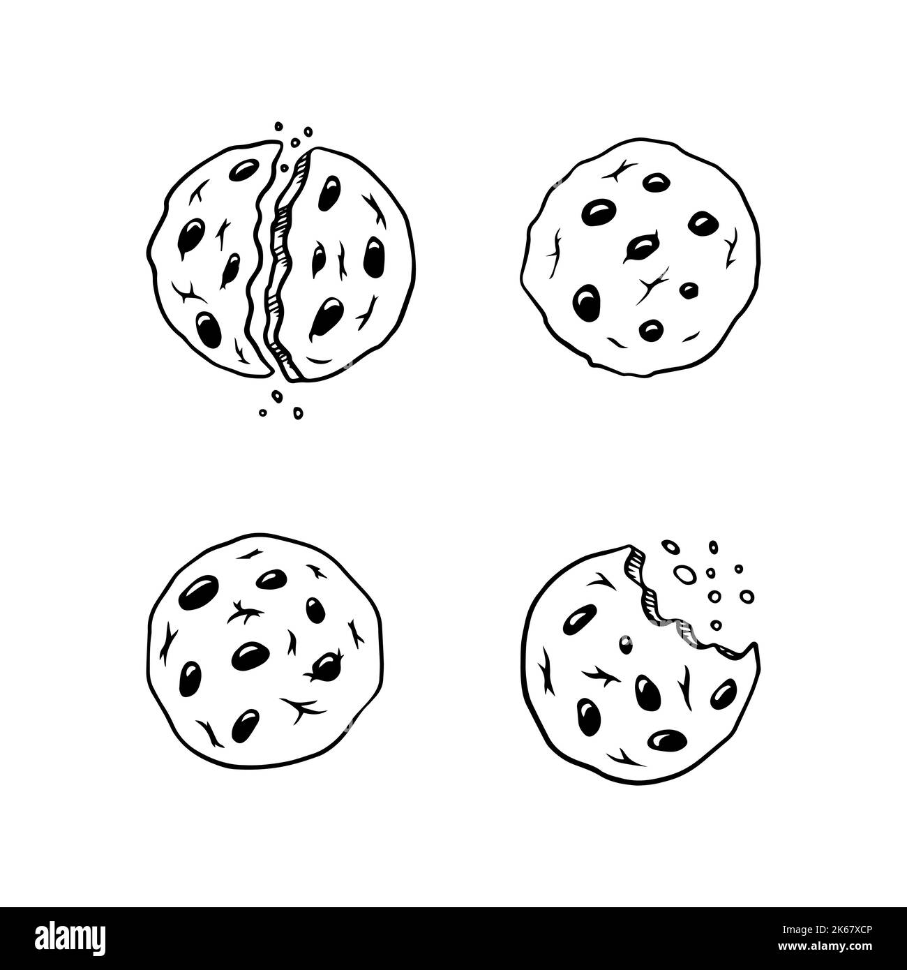 Hand drawn cookies collection. Sweet pastry isolated on white ...