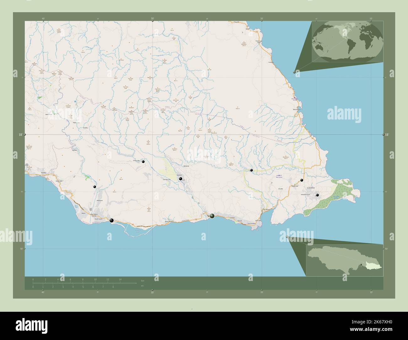 Saint Thomas, parish of Jamaica. Open Street Map. Locations of major ...