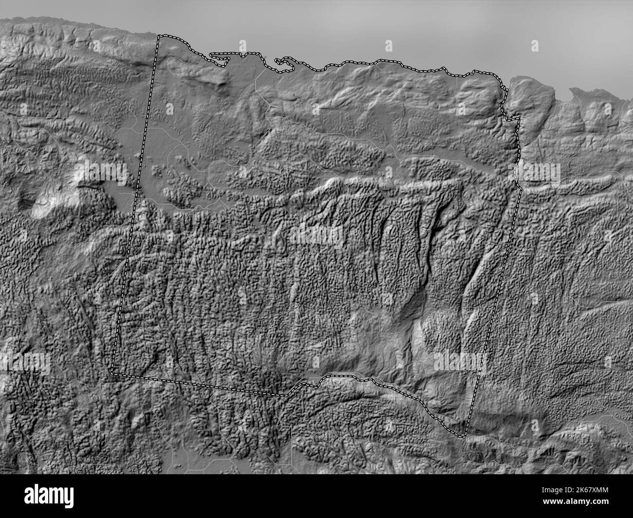 Trelawny, parish of Jamaica. Bilevel elevation map with lakes and ...