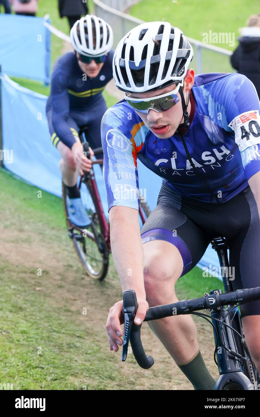 09.10.2022 Derby, England. Cyclocross. Finn Mansfield (Clash Racing) in ...