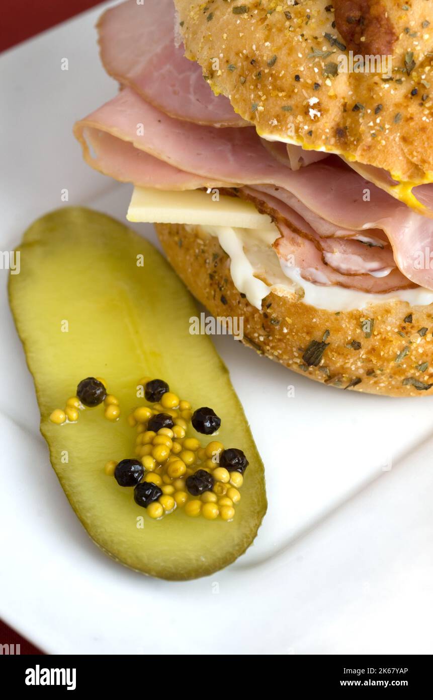 Delicious Ham and Cheese Sandwich on Italian Cheese Bun with Dill ...