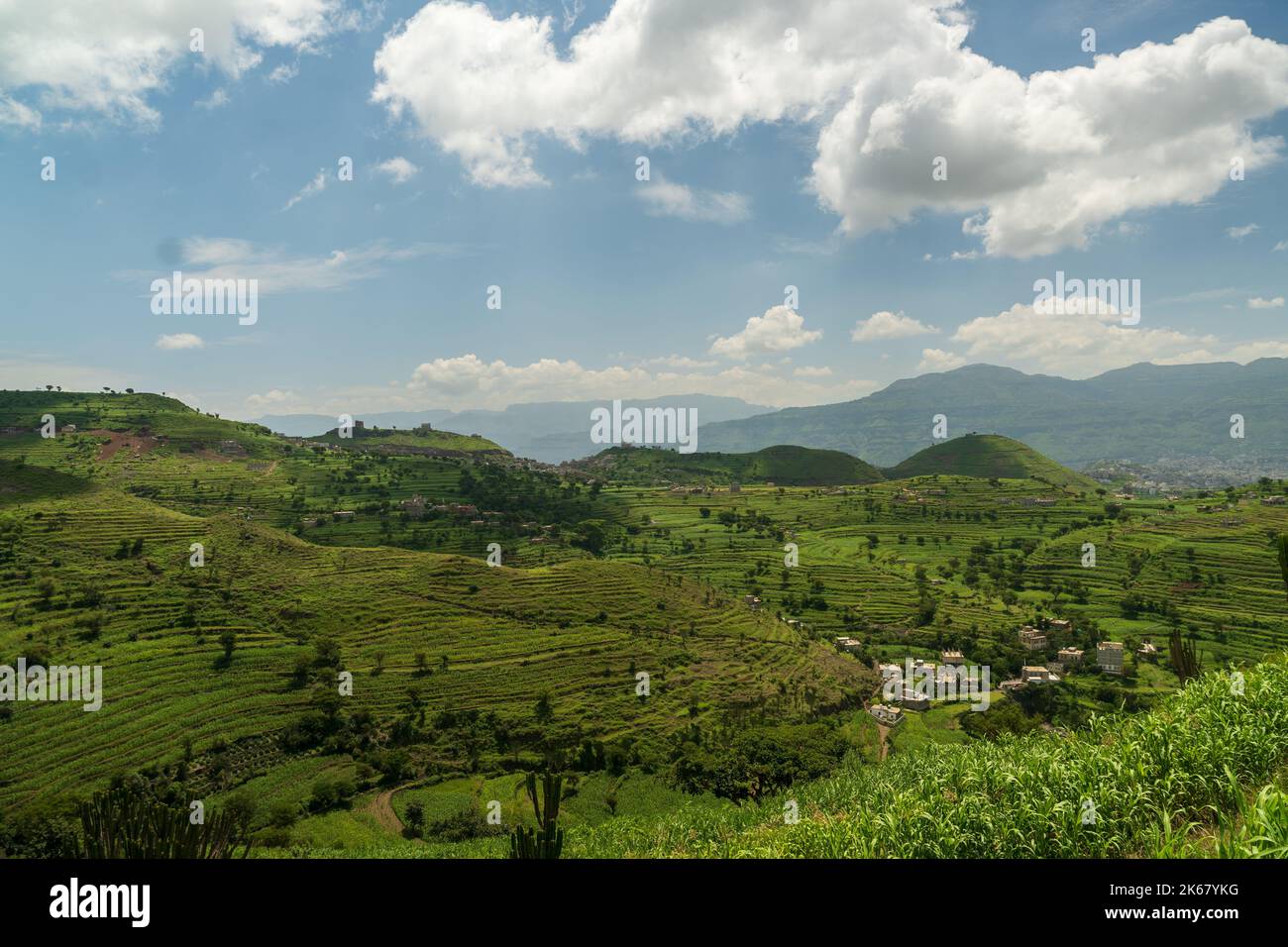 A scenic shot of the countryside in the city of Ibb, Yemen Stock Photo ...