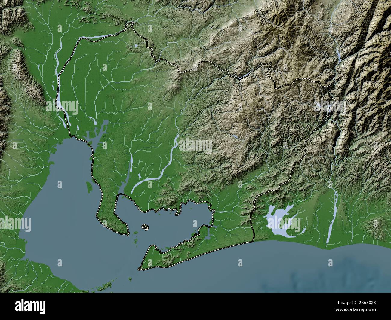 Aichi, prefecture of Japan. Elevation map colored in wiki style with ...