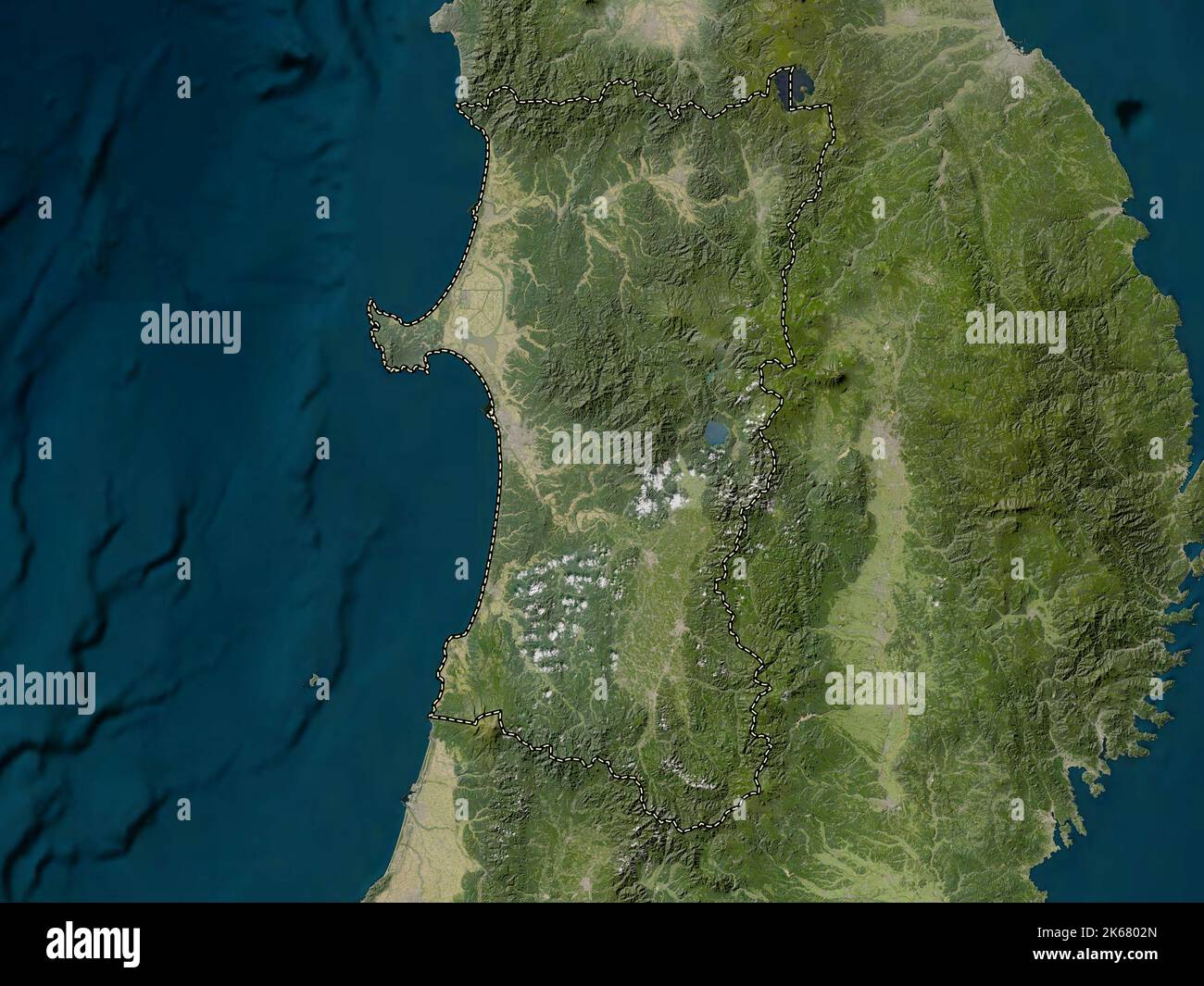 Akita, prefecture of Japan. Low resolution satellite map Stock Photo ...
