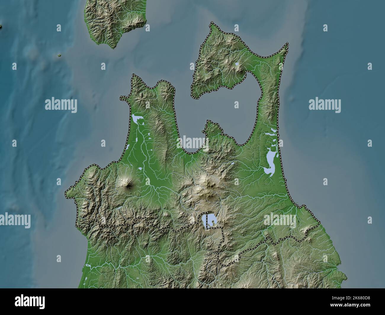 Aomori, prefecture of Japan. Elevation map colored in wiki style with ...