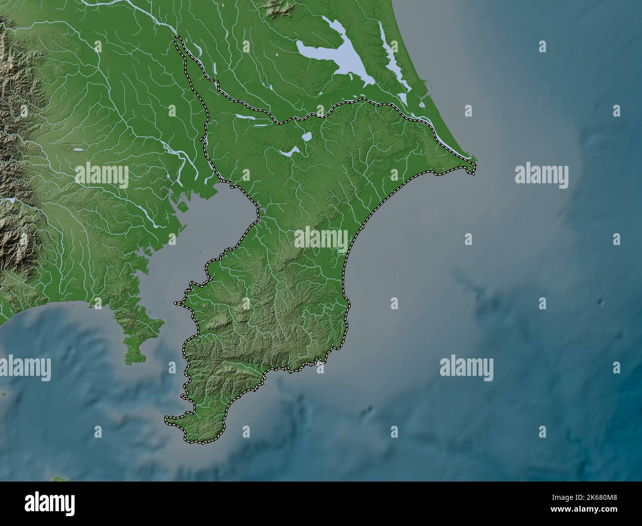 Chiba, prefecture of Japan. Elevation map colored in wiki style with ...