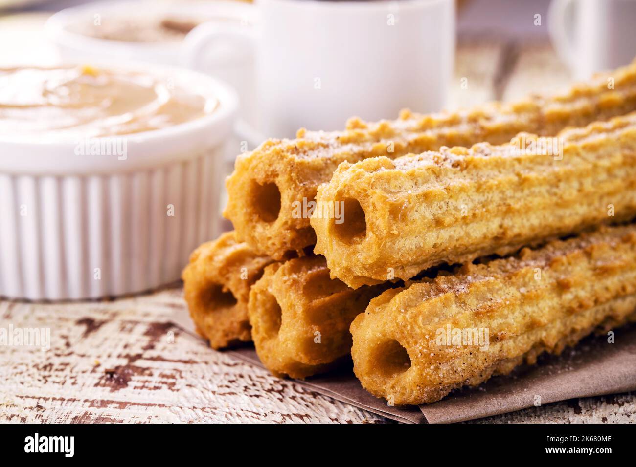 Churros, a typical fried sweet from Brazil, Mexico and Spain, made from ...