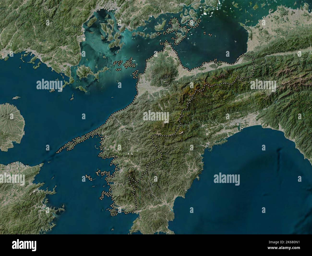 Ehime, prefecture of Japan. High resolution satellite map Stock Photo ...