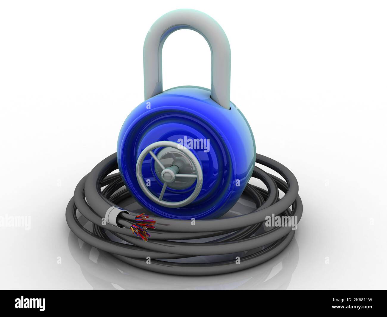 3d rendering Fiber optical cable detail protection lock Stock Photo - Alamy