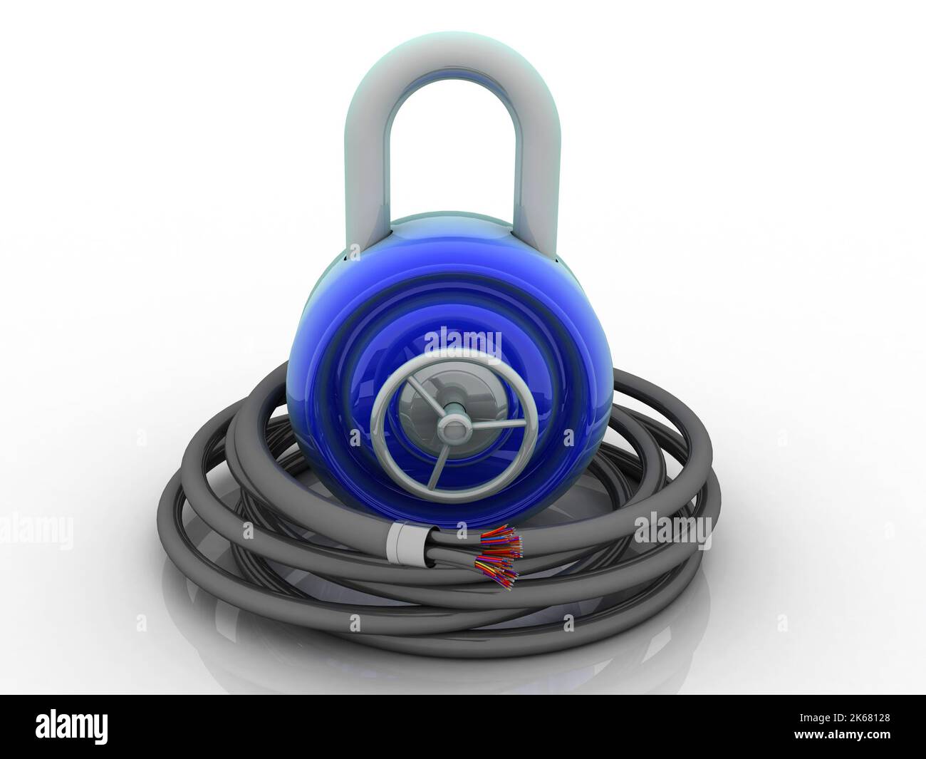 3d rendering Fiber optical cable detail protection lock Stock Photo - Alamy
