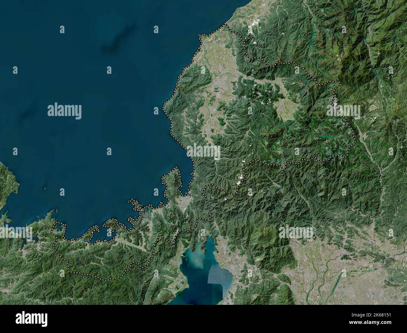 Fukui, prefecture of Japan. High resolution satellite map Stock Photo ...