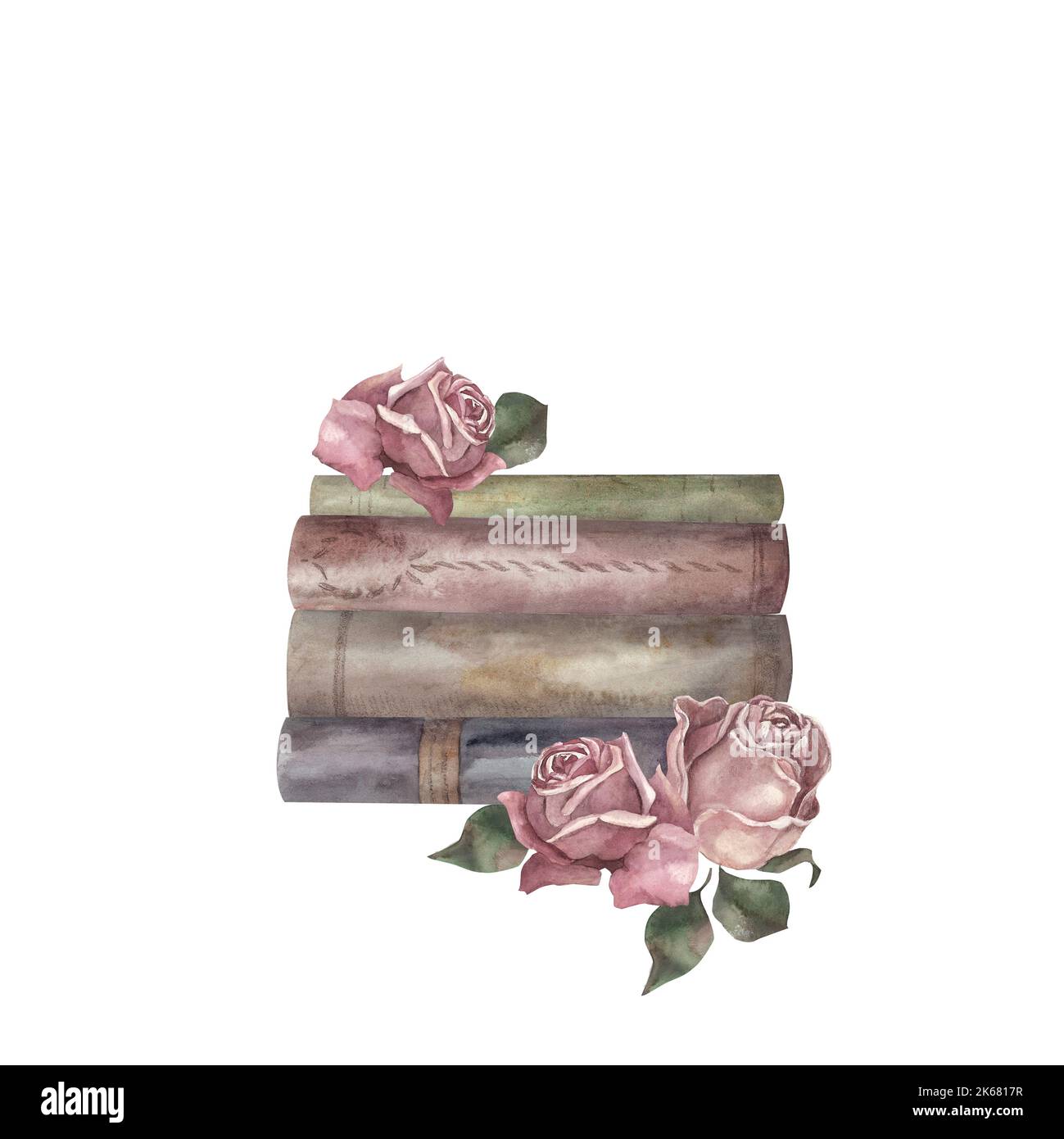 Books with flowers. Watercolor. Isolated. For advertising, banners ...