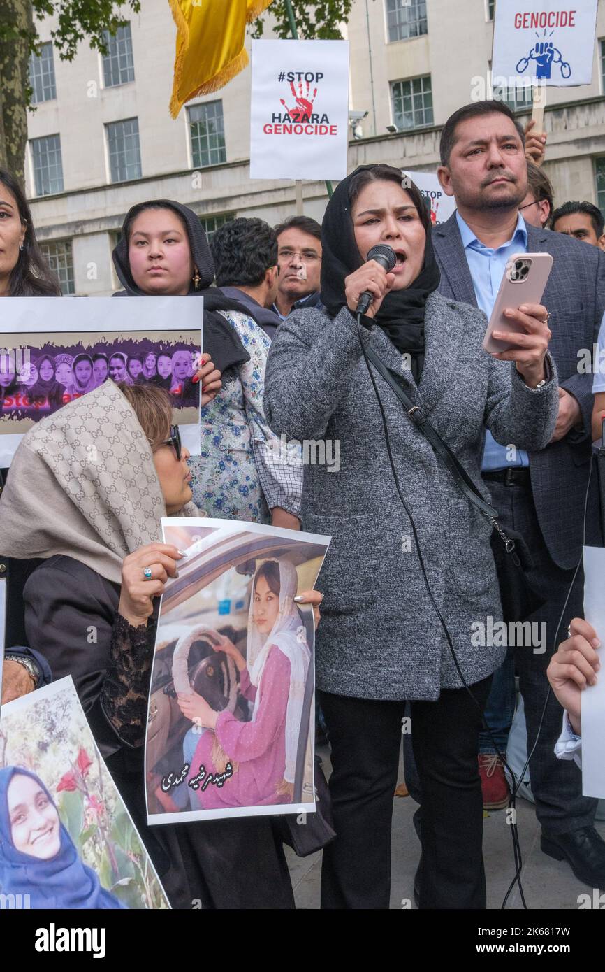 London, UK. 12th Oct, 2022. Afghanistan's Hazara community protest at ...