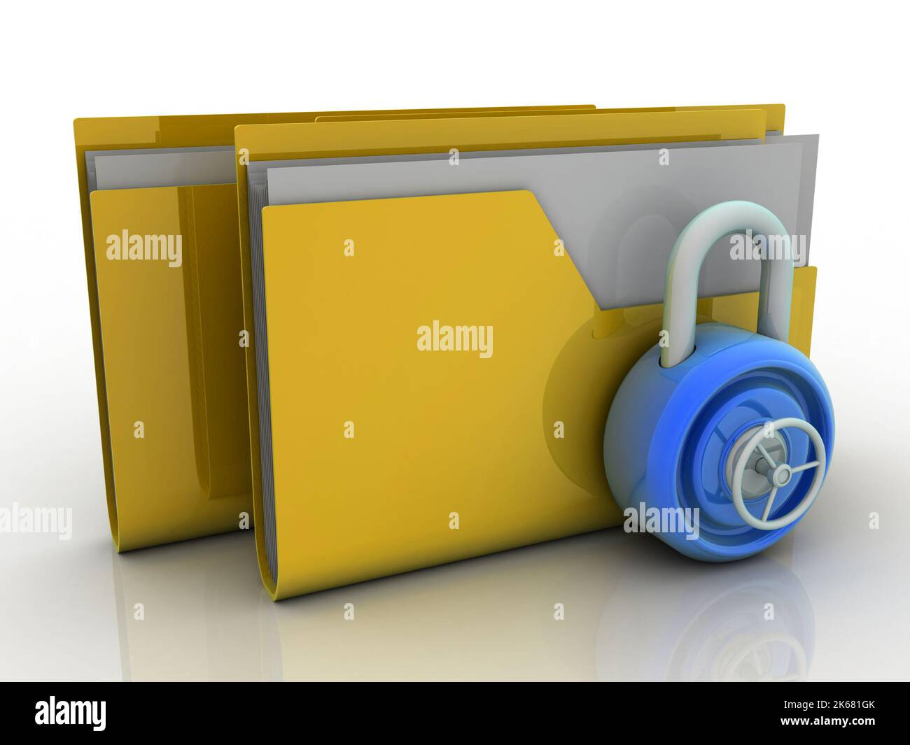 3D rendering Yellow folder and lock. Data security concept Stock Photo ...