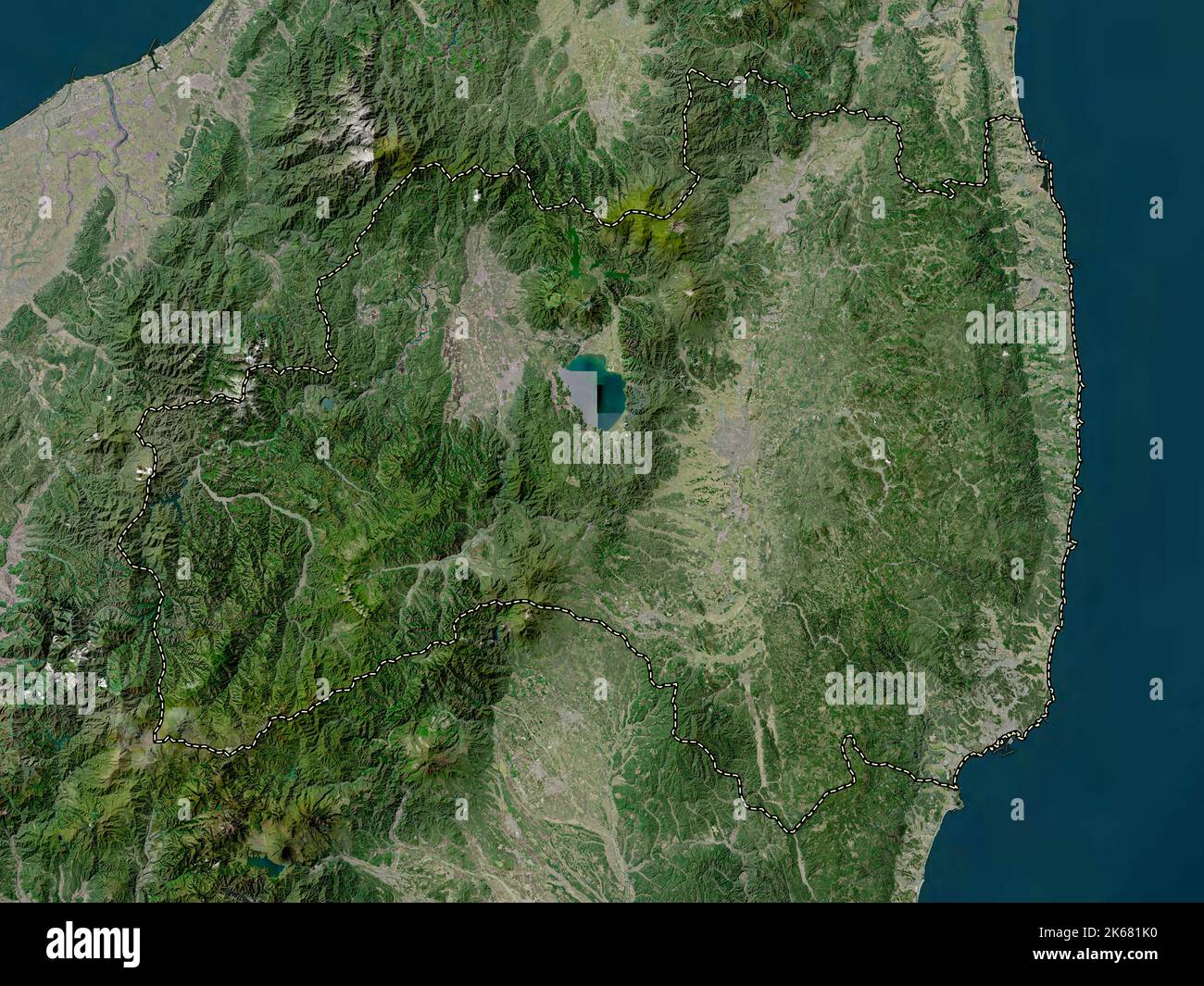 Fukushima, prefecture of Japan. High resolution satellite map Stock ...