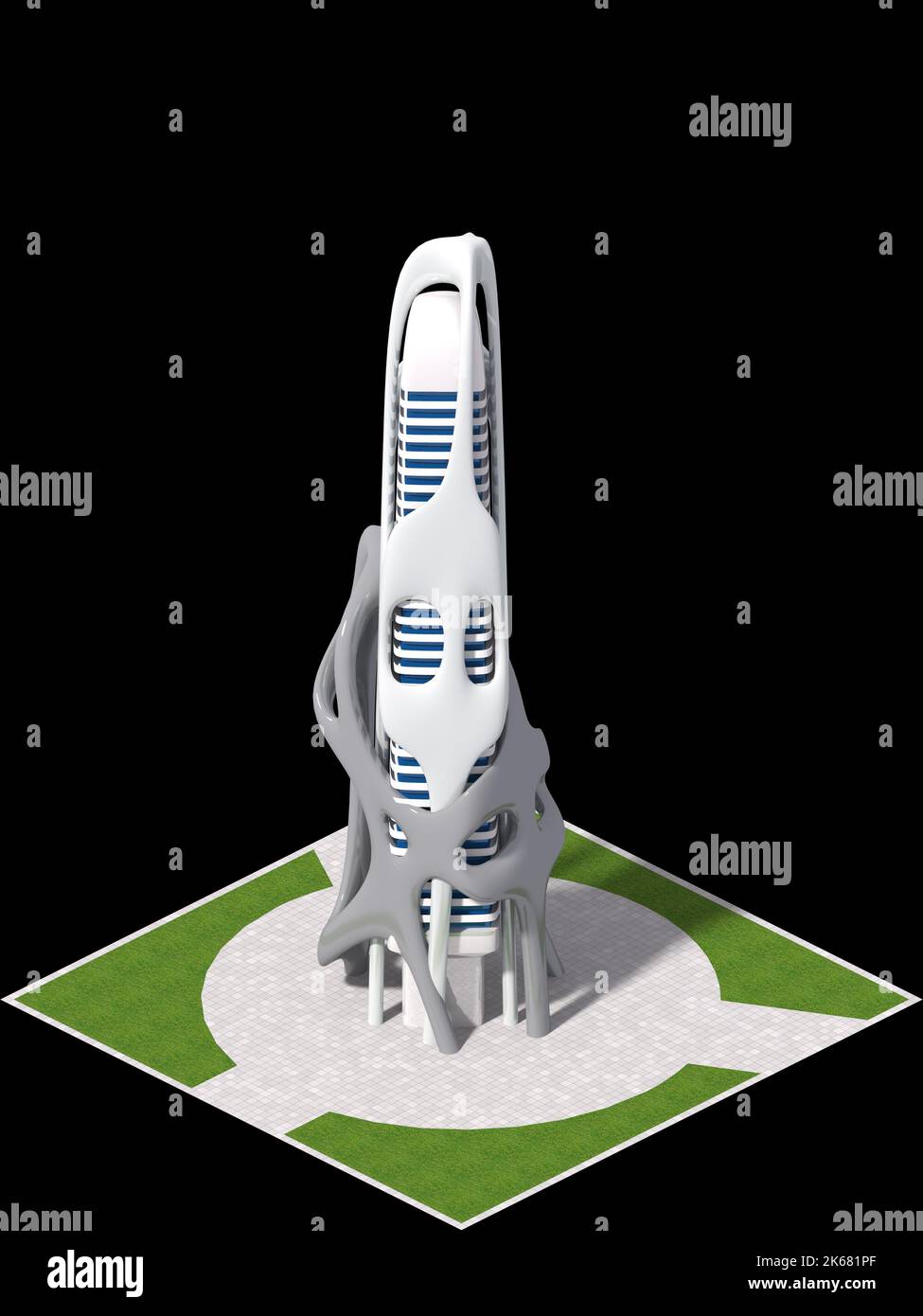 Futuristic Architecture For A Square Tiled Game Rendered In Dimetric Projection With An