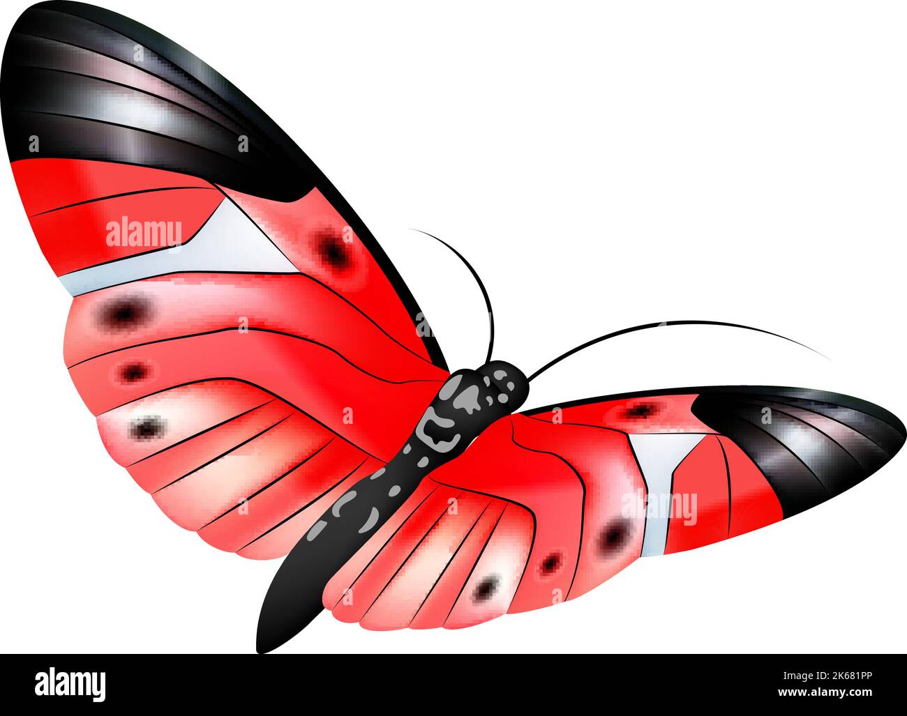 Summer winged insect. Realistic flying red moth Stock Vector Image ...