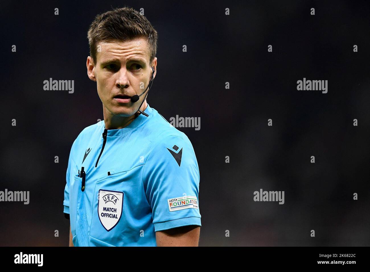 Milan, Italy. 11 October 2022. Referee Daniel Siebert looks on during ...