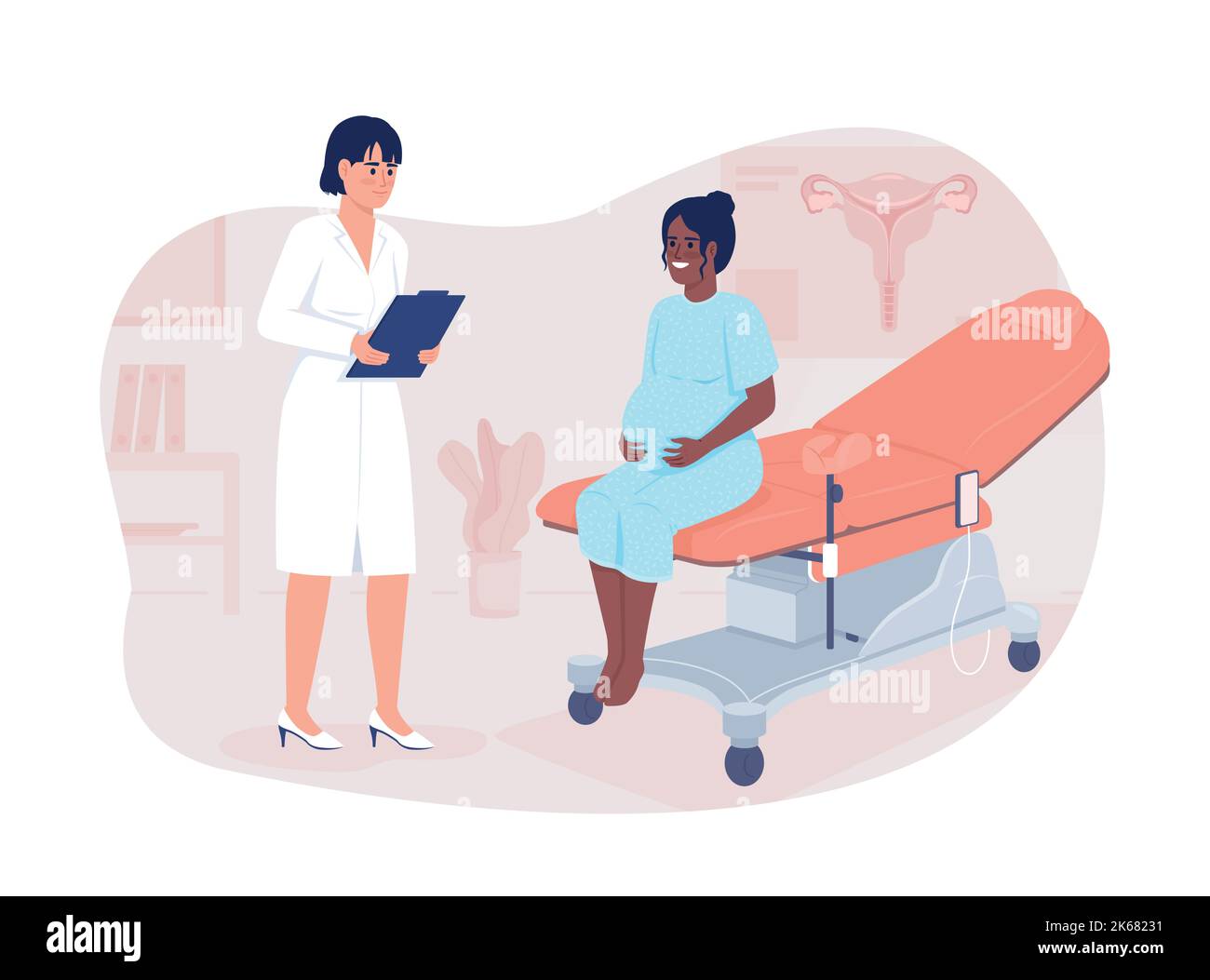 Pregnant lady and gynecologist 2D vector isolated illustration Stock Vector Image & Art - Alamy