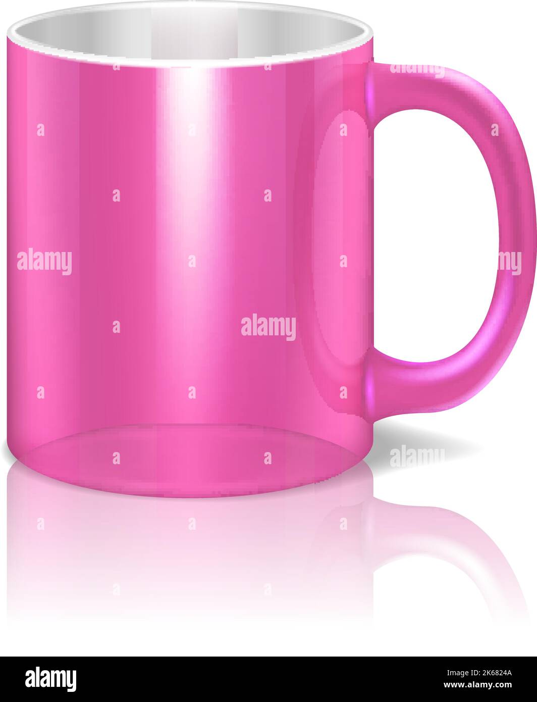 Pink metal mug mockup. Shiny realistic cup Stock Vector Image & Art - Alamy
