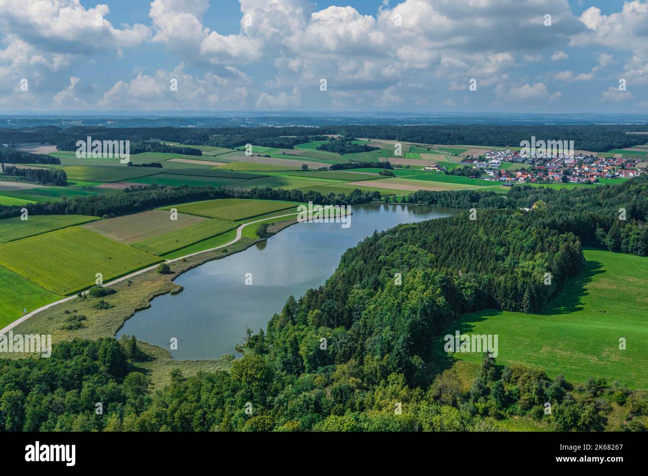 Aerial view to region around the monastry of Roggenburg in Swabia Stock ...