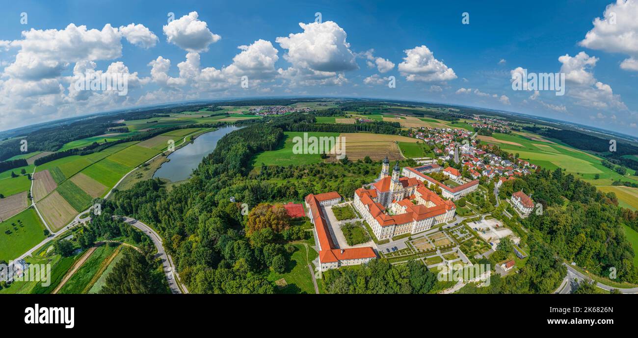 Aerial view to region around the monastry of Roggenburg in Swabia Stock ...