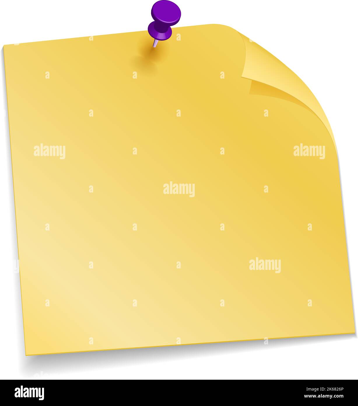 Pinned yellow sticker mockup. Blank paper note Stock Vector Image & Art ...