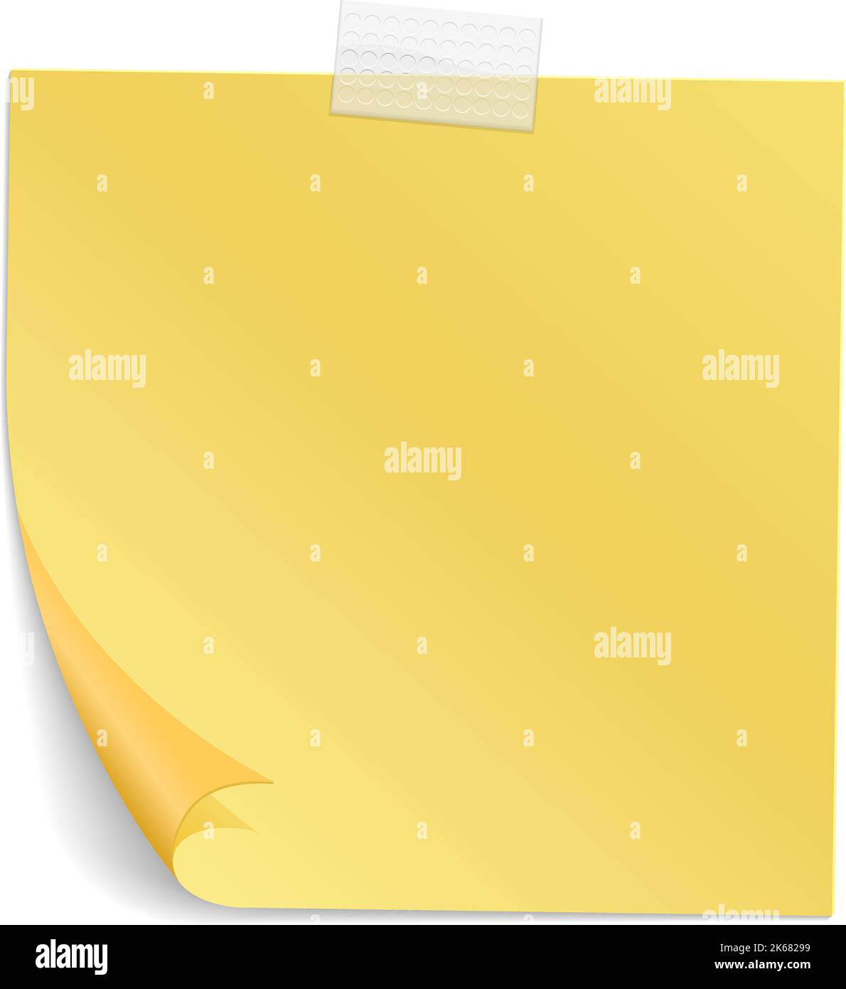 Blank sticky note with curled corner and adhesive tape scrap Stock ...