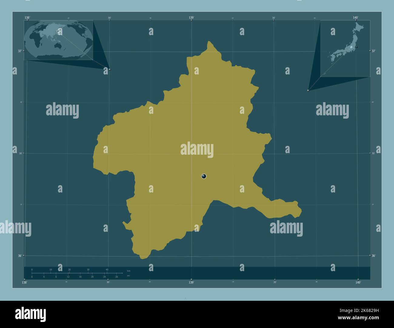 Gunma, prefecture of Japan. Solid color shape. Corner auxiliary ...