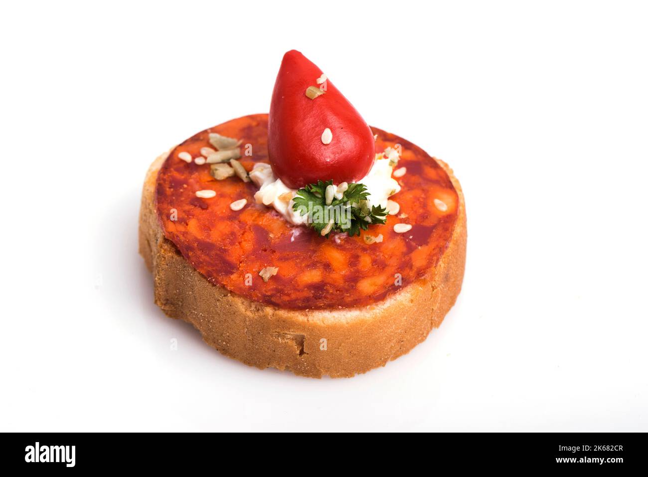 Many different canapes on a white background Stock Photo - Alamy