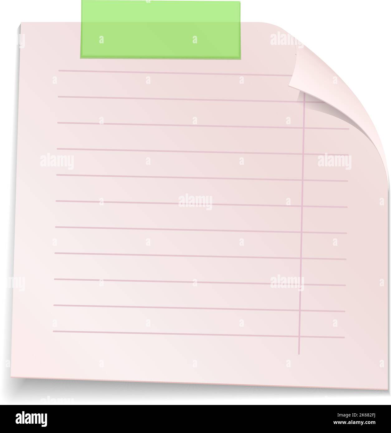 Lined Memo Note Realsitic Paper Note With Curled Corner Stock Vector Image And Art Alamy