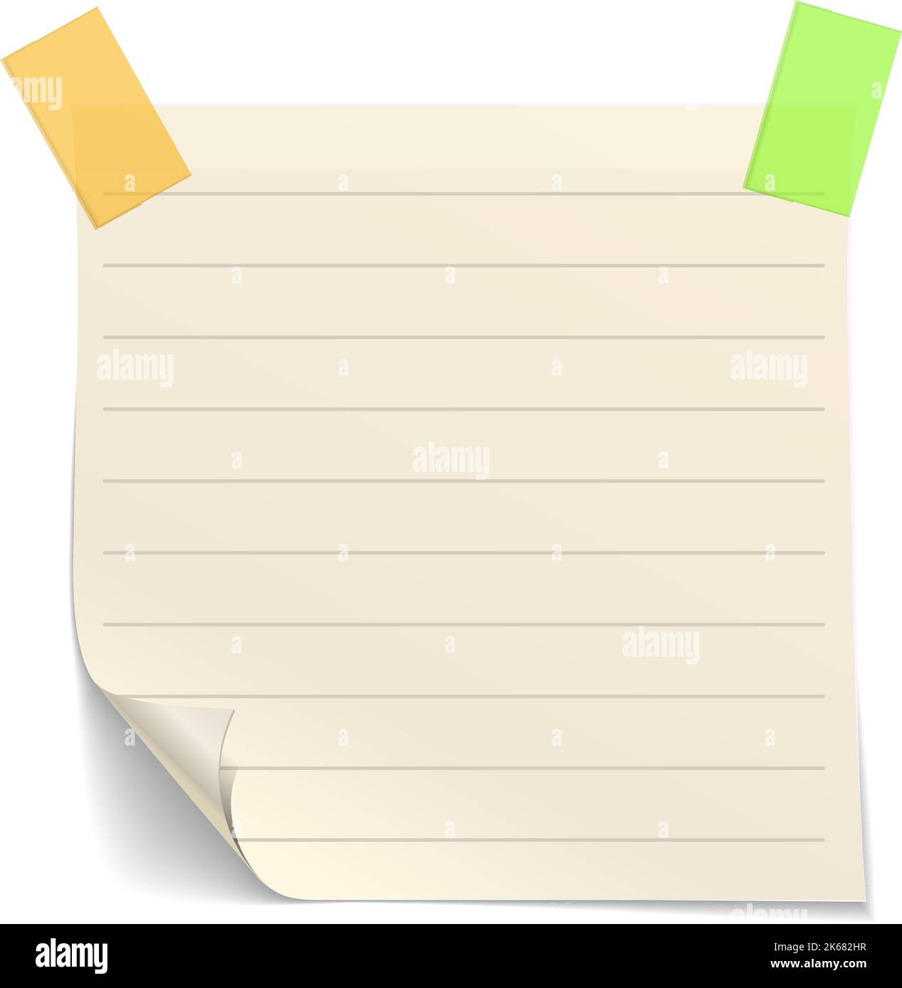 Blank lined paper sheet fixed by adhesive tape Stock Vector Image & Art ...