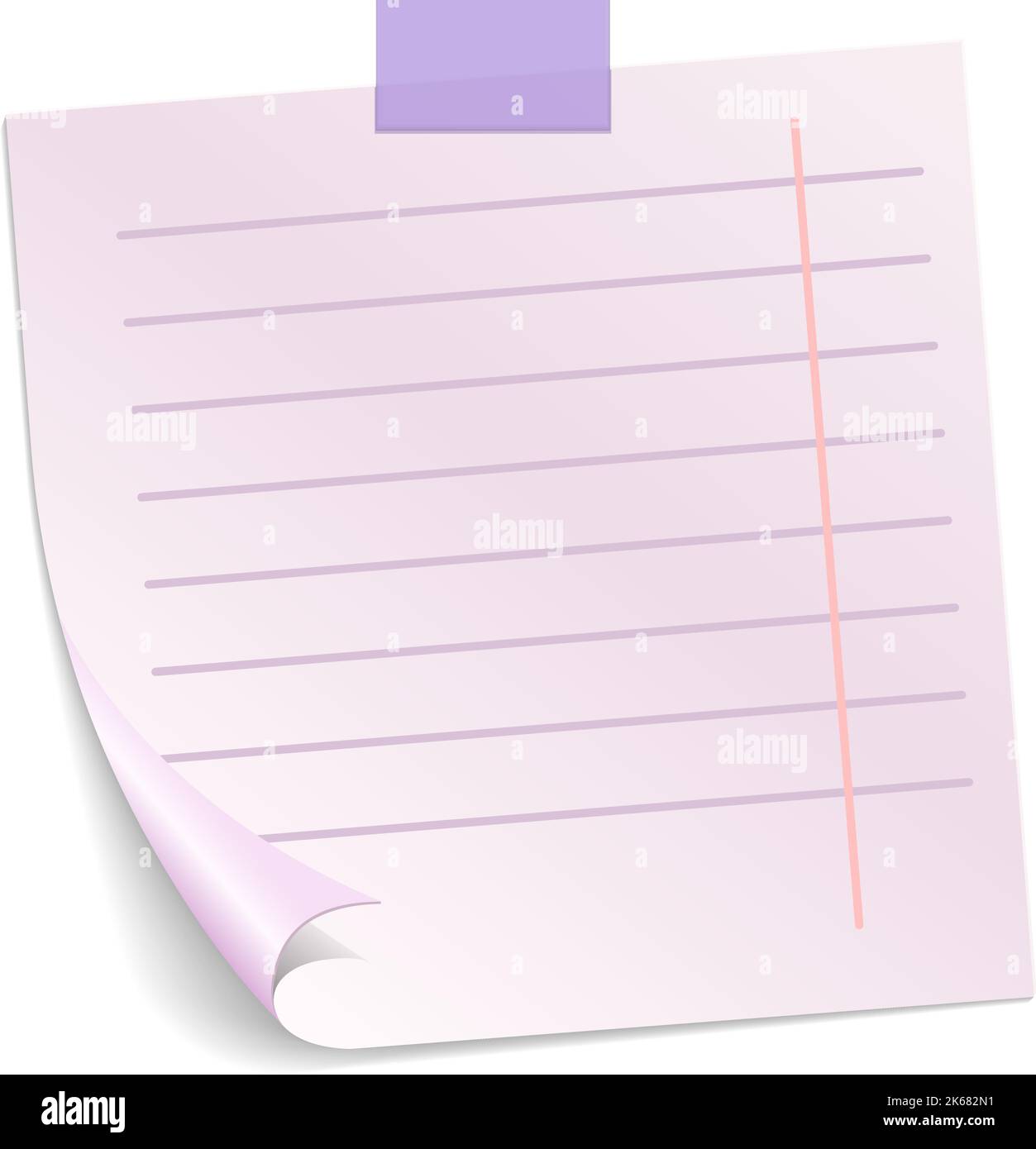 Memo sheet with adhesive tape. Lined note mockup Stock Vector Image ...