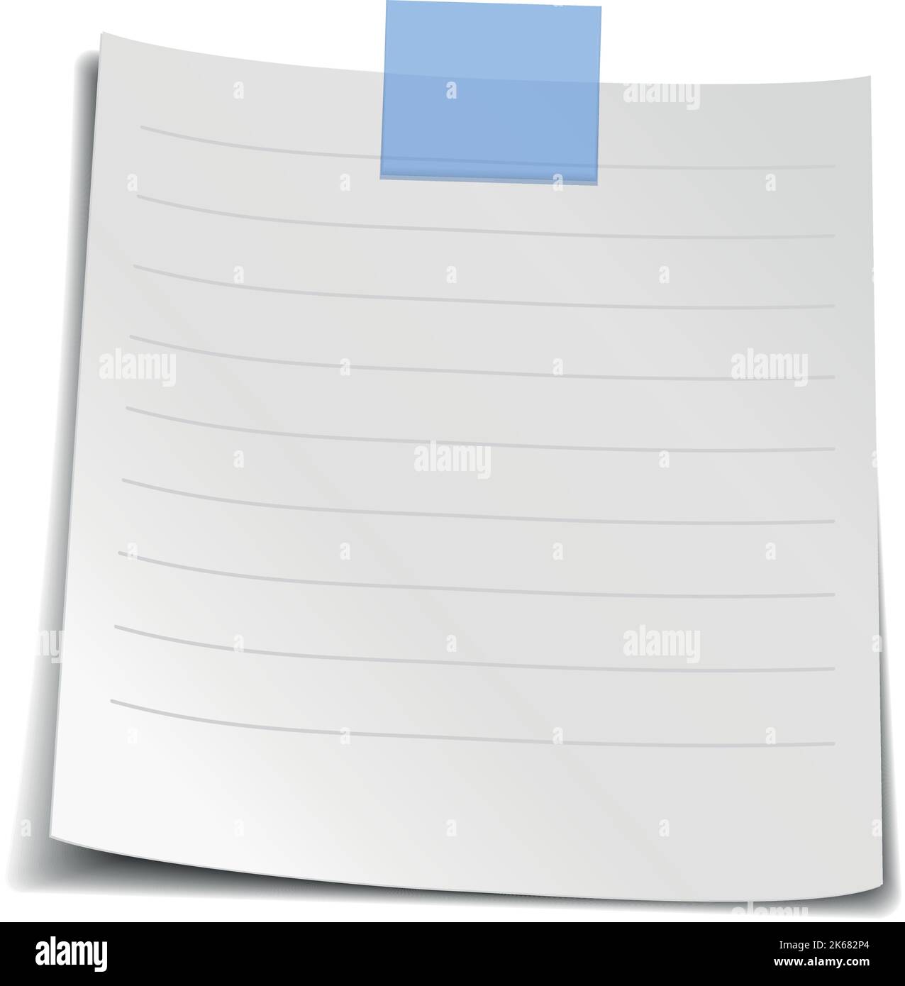 Sticked paper note. Lined sheet realistic mockup Stock Vector Image ...