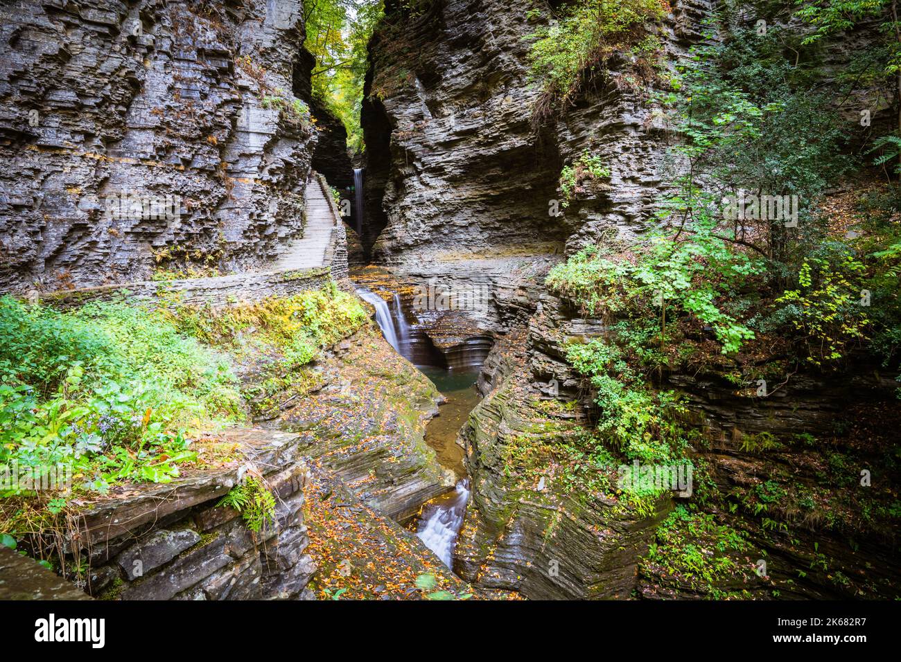 small falls in Watkins Glen State Park, Finger Lakes, USA Stock Photo ...