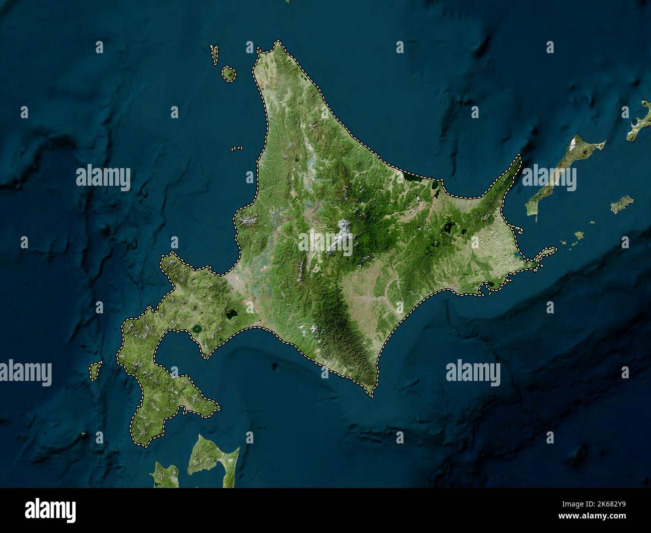 Hokkaido, circuit of Japan. High resolution satellite map Stock Photo - Alamy