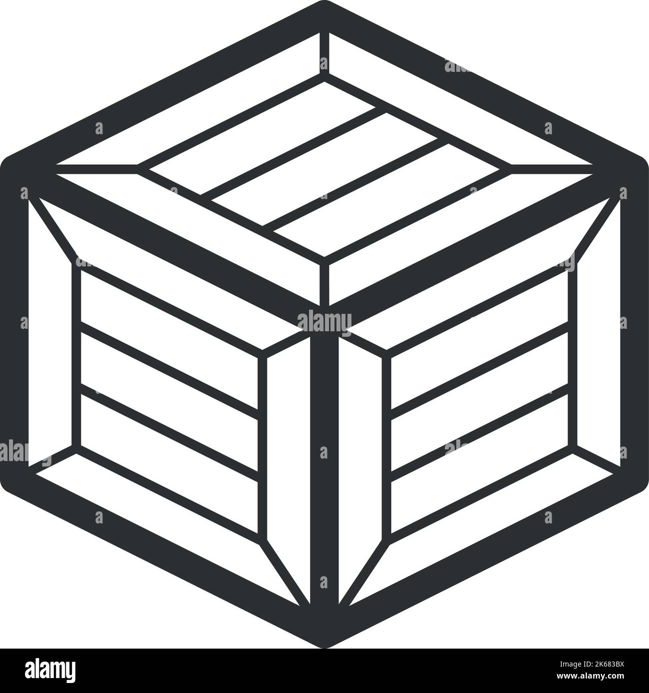 Wooden box line icon. Shipping container symbol Stock Vector Image ...