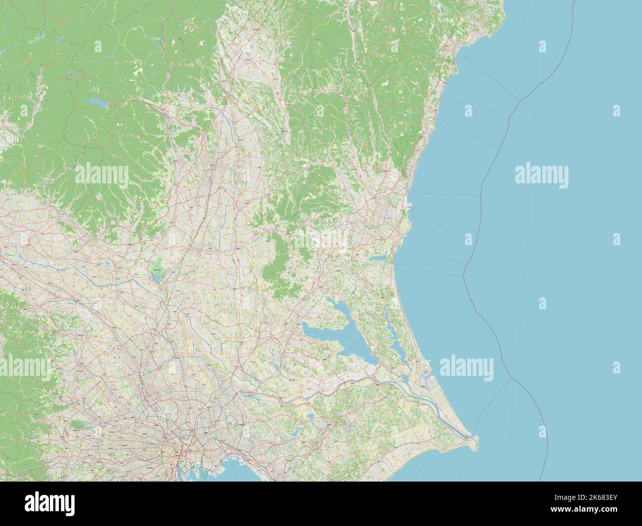 Ibaraki, prefecture of Japan. Open Street Map Stock Photo - Alamy