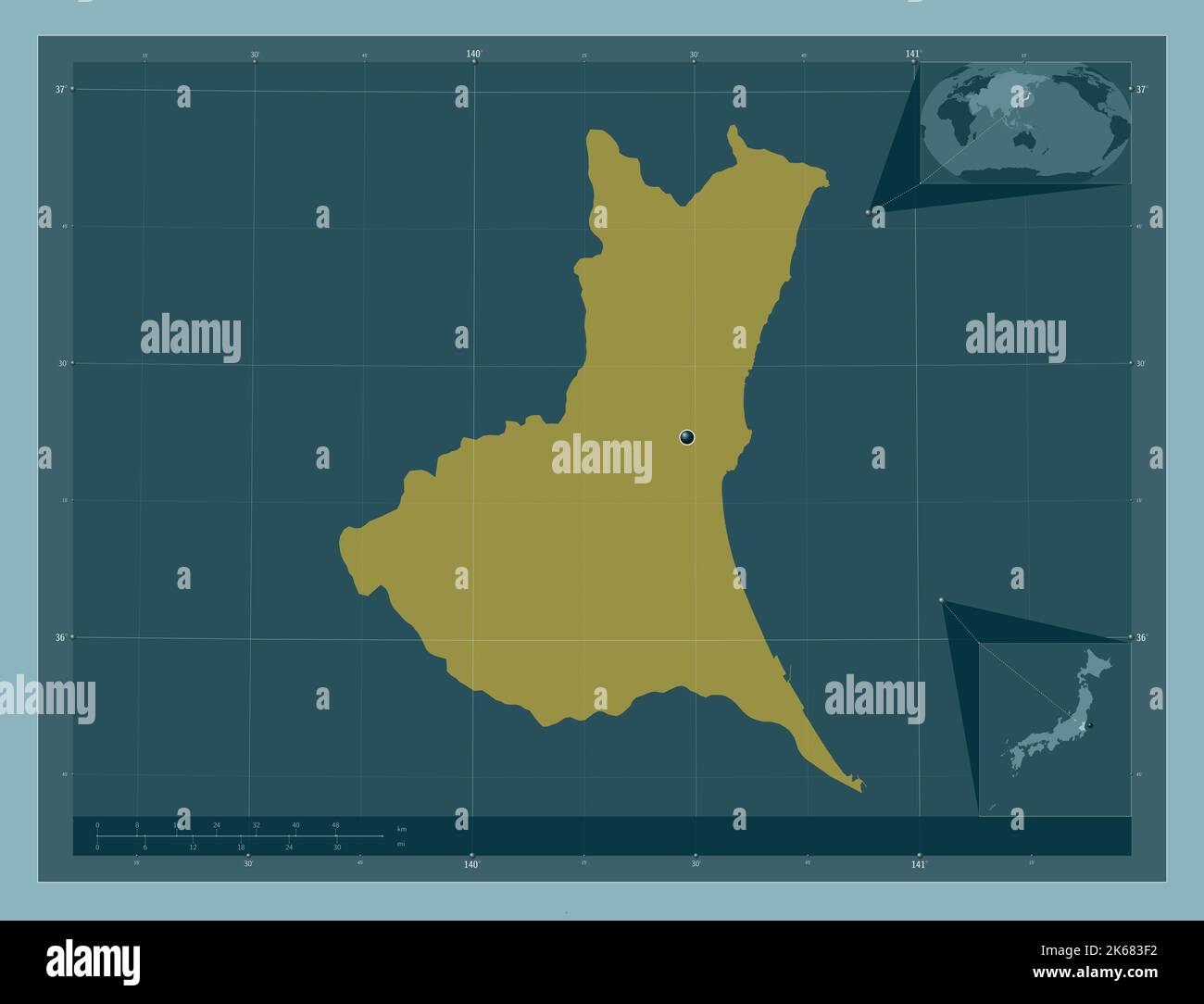 Ibaraki, prefecture of Japan. Solid color shape. Corner auxiliary ...