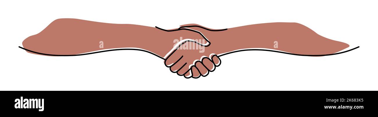 Handshake Agreement Introduction Banner Hand Drawn With Single Line