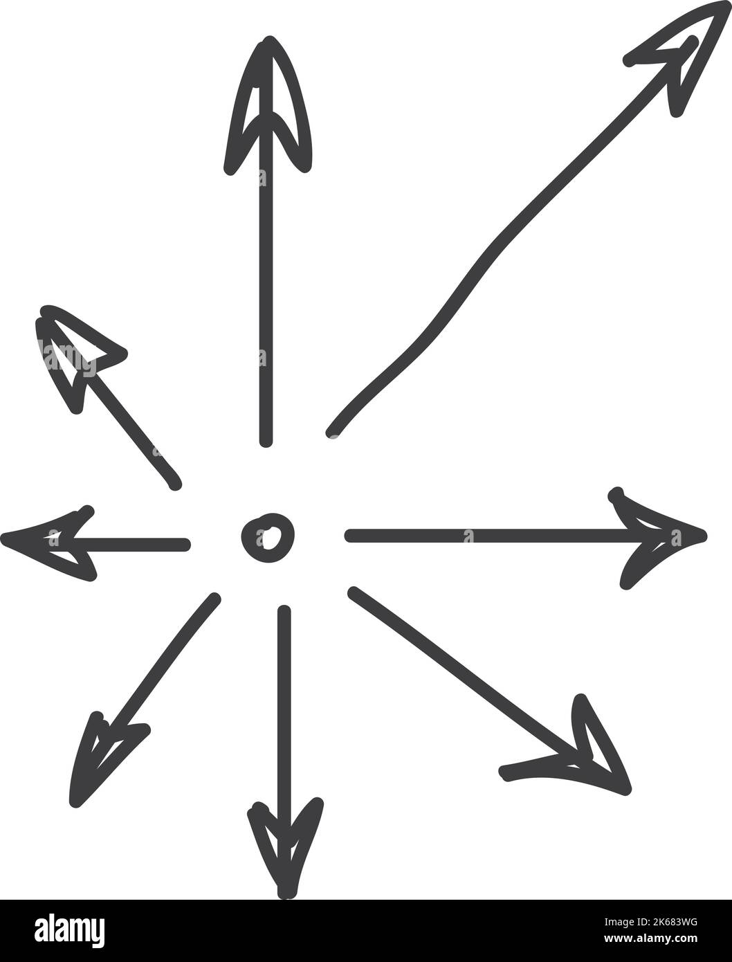 Outward arrows. Direction pointers in hand drawn doodle style Stock ...