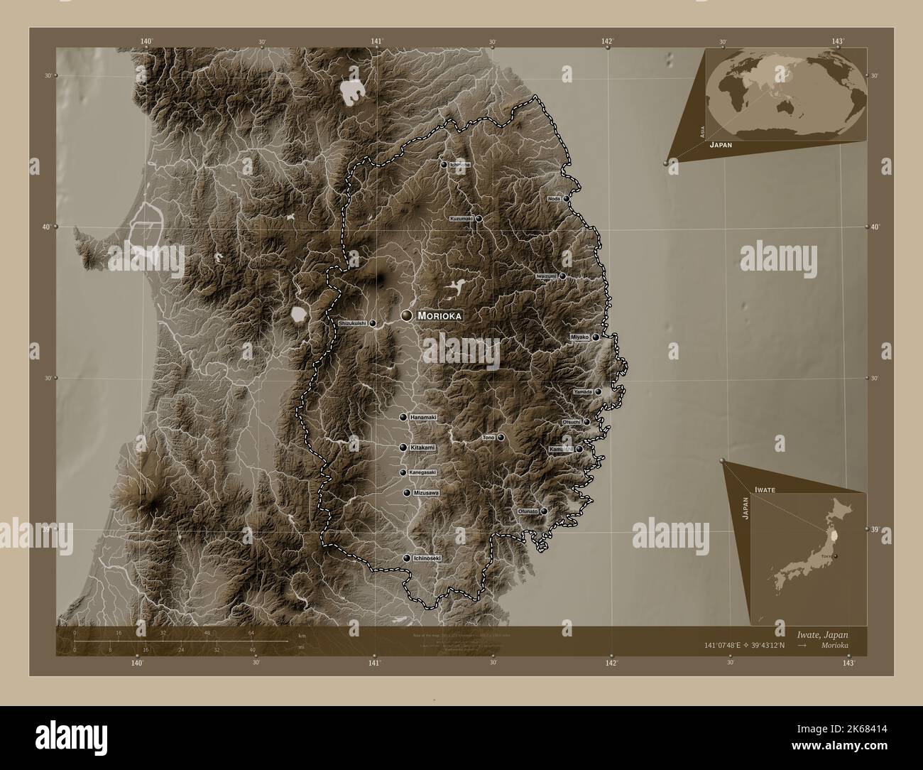 Iwate map hi-res stock photography and images - Alamy