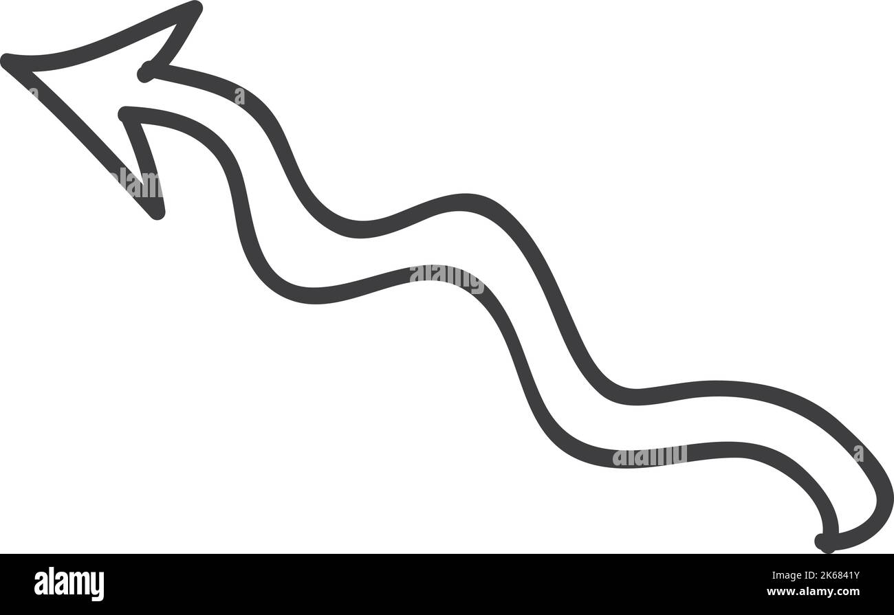 Wavy arrow. Doodle black symbol. Curved lines Stock Vector Image & Art ...