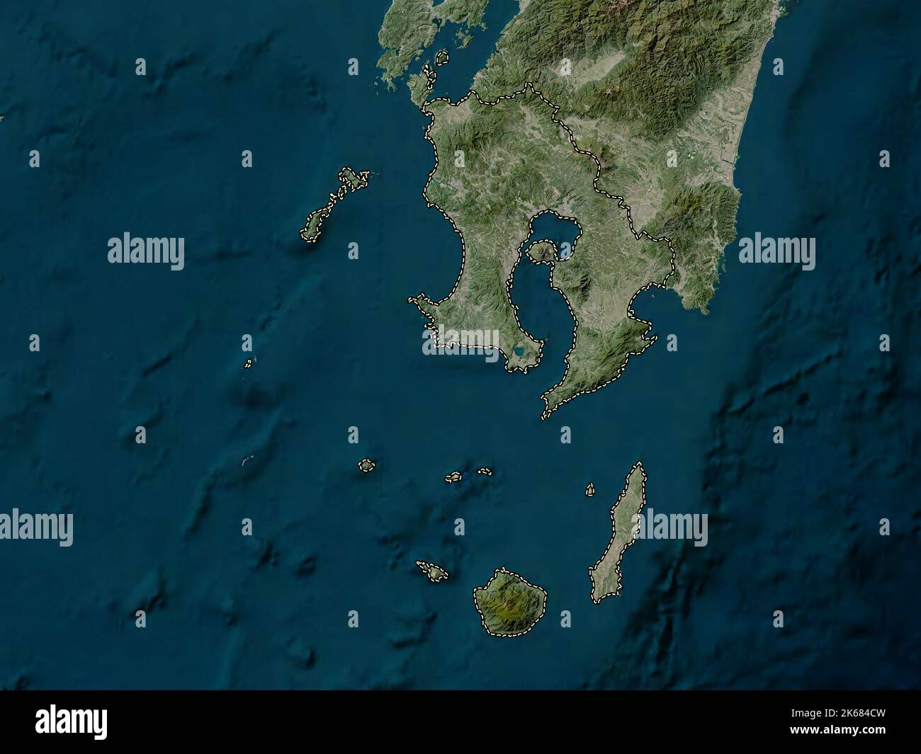 Kagoshima, prefecture of Japan. High resolution satellite map Stock ...