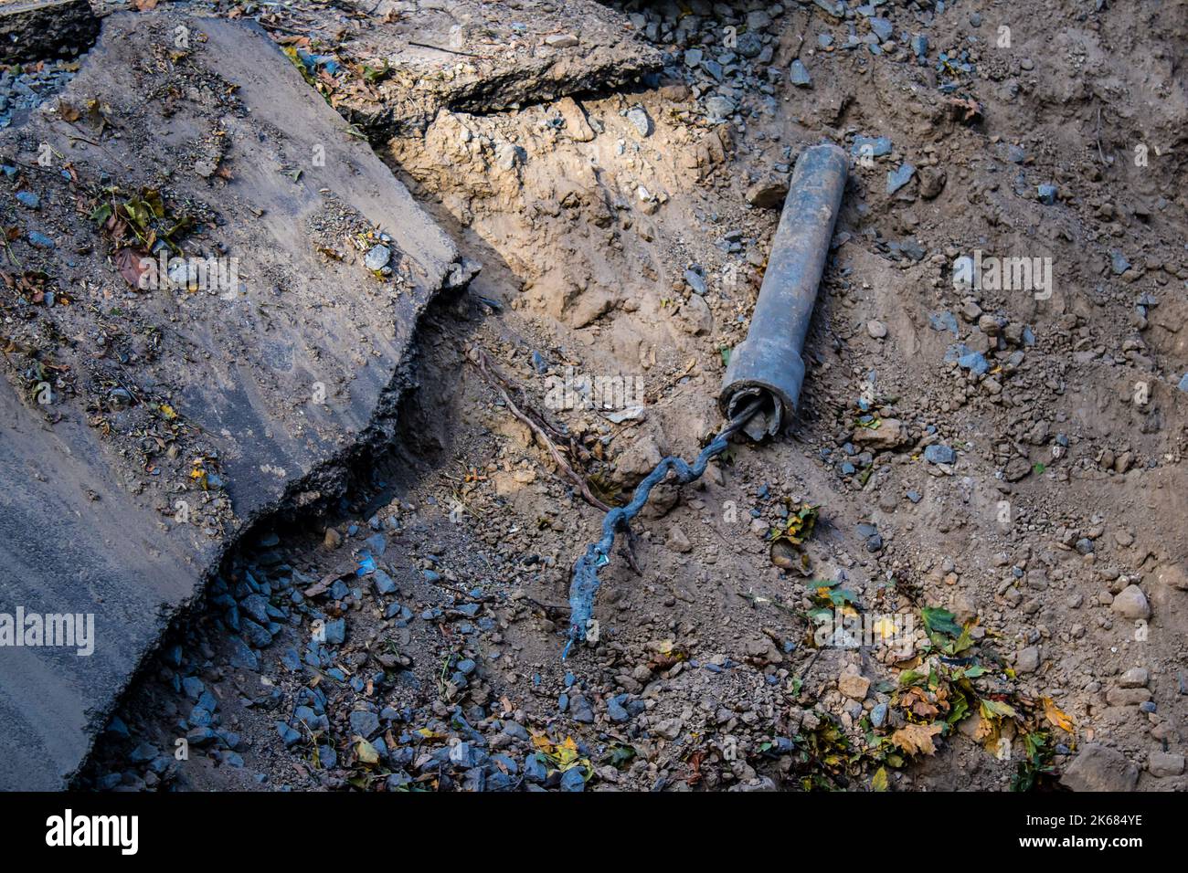 Aftermath of massive Russian missile attacks, a public garden near the ...
