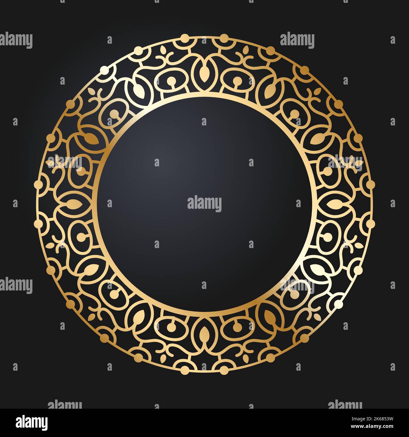 Beautiful round golden frame. Festive design. Gold border. Round frames vector Stock Vector ...