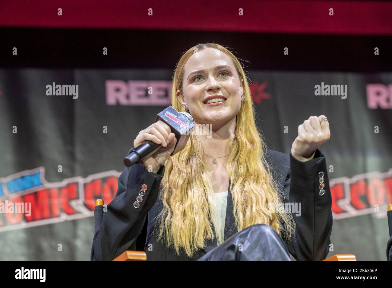Evan Rachel Wood speaks on stage at Let's Get WEIRD panel during the ...